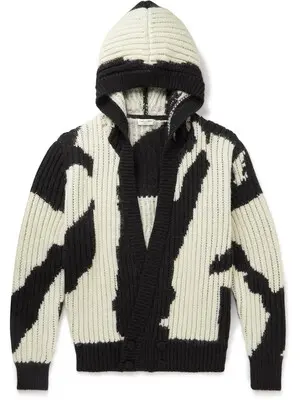 Saint Laurent Wool-blend Jacquard Hooded Cardigan