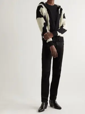 Saint Laurent Wool-blend Jacquard Hooded Cardigan