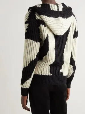 Saint Laurent Wool-blend Jacquard Hooded Cardigan