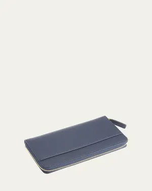 ROYCE NEW YORK Rfid Blocking Continental Wallet, Personalized - Navy Blue