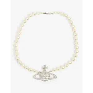 VIVIENNE WESTWOOD Bas Relief Orb Pendant Necklace - Platinum/cream/crystal