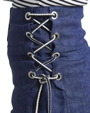 Giorgio Armani Lace-up Sides Linen Shorts - Solid Dark Blue