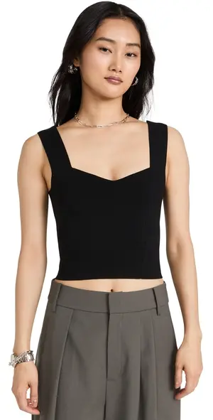 A.L.C. Jordana Cropped Top With Sweetheart Neckline - Black