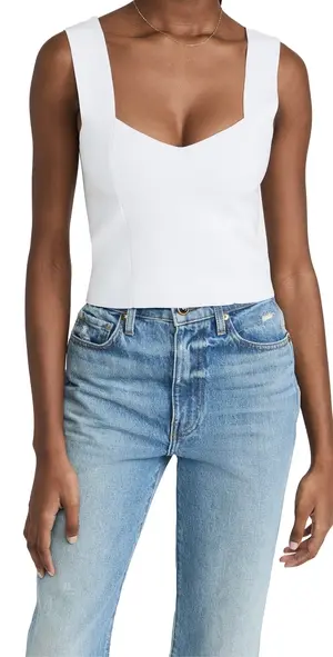 A.L.C. Jordana Cropped Top With Sweetheart Neckline - White