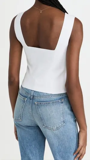 A.L.C. Jordana Cropped Top With Sweetheart Neckline - White