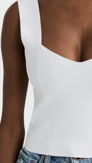 A.L.C. Jordana Cropped Top With Sweetheart Neckline - White