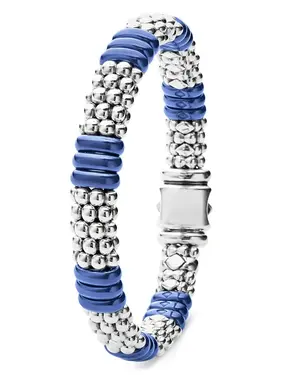 Lagos 18k Yellow Gold & Sterling Silver Ultramarine Rondelle Bracelet - Blue/silver