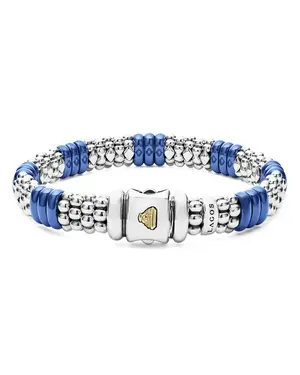 Lagos 18k Yellow Gold & Sterling Silver Ultramarine Rondelle Bracelet - Blue/silver