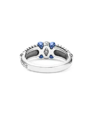 Lagos Sterling Silver, Diamond And Ceramic Ring - Blue/silver