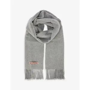 Acne Studios Canada New Logo-embroidered Wool Scarf - Light Grey Melange