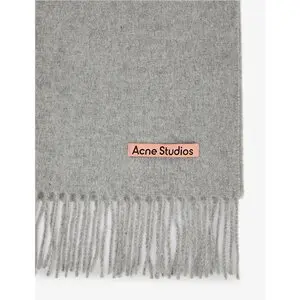 Acne Studios Canada New Logo-embroidered Wool Scarf - Light Grey Melange