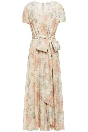 Red Valentino Wrap-effect Floral-print Fil Coupé Chiffon Midi Dress - Pastel Pink