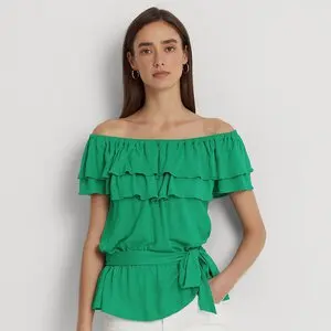 Ralph Lauren Off-the-shoulder Jersey Top - Palm Leaf