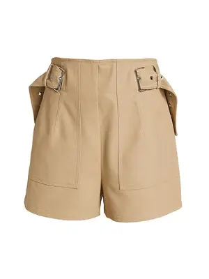 3.1 Phillip Lim Women's Utility Cotton Twill Shorts - Umber Tan  - Umber Tan
