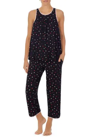 Kate Spade New York Kate Spade New York Printed Crop Pajama Set Grey Dot