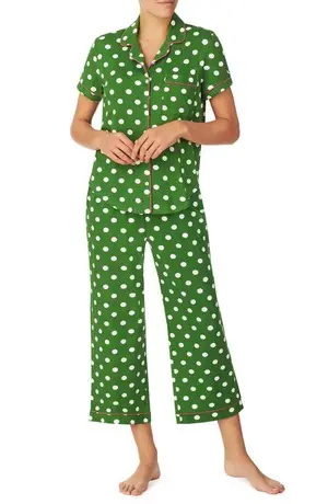 Kate Spade New York Print Crop Pajamas - Grn Dot