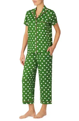 Kate Spade New York Printed Crop Pajama Set - Grn Dot