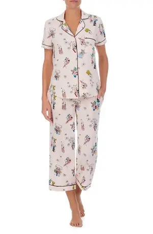 Kate Spade New York Kate Spade New York Printed Crop Pajama Set Pink Multi