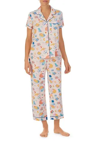 Kate Spade New York Kate Spade New York Printed Crop Pajama Set Pink/ Peach