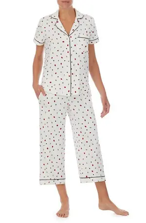 Kate Spade New York Kate Spade New York Printed Crop Pajama Set Wht Novl