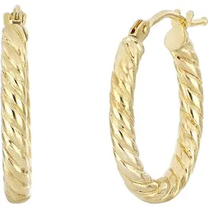 Bony Levy 14k Gold Twisted Oval Hoop Earrings - 14ky