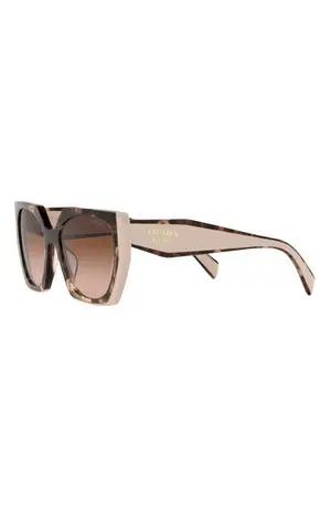 Prada 55mm Gradient Rectangular Sunglasses - Beige Tort