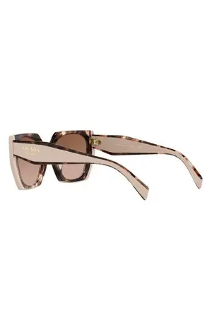 Prada 55mm Gradient Rectangular Sunglasses - Beige Tort