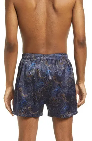 Majestic International Majestic International Paisley Silk Boxers Midnight
