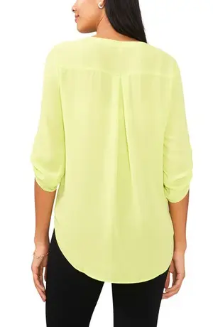 Chaus Split Neck Blouse - Lime Green