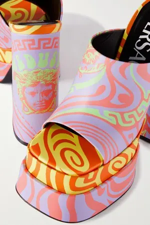 Versace Medusa Music Printed Leather Platform Mules