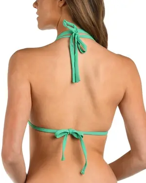 La Blanca Island Gathered Halter Bikini Top - Eucalyptus