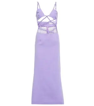 Christopher Esber Ruched Cutout Linen Midi Dress