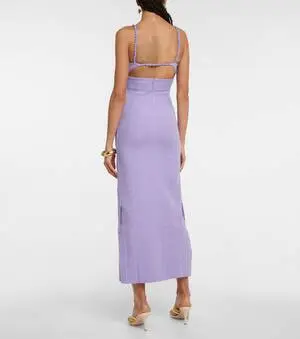 Christopher Esber Ruched Cutout Linen Midi Dress