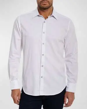 Robert Graham Highland Stretch Cotton Jacquard Sport Shirt - White