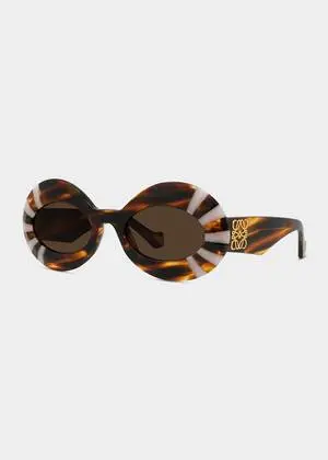 Loewe Anagram 49mm Oval Sunglasses Havana Brown