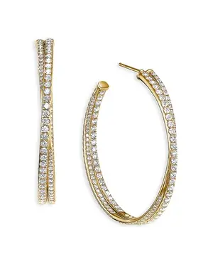 David Yurman 18k Yellow Diamond Hoop Earrings - Gold