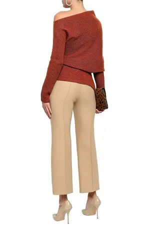 Roberto Cavalli Oneshoulder Ribbed Alpaca, Silk And Cashmereblend Sweater - Brick