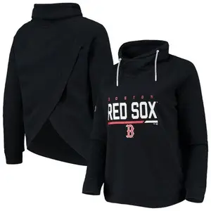 LEVELWEAR Boston Red Sox Vega Funnel Neck Raglan Pullover Sweatshirt - Black