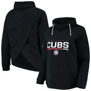 LEVELWEAR Chicago Cubs Vega Funnel Neck Raglan Pullover Sweatshirt - Black