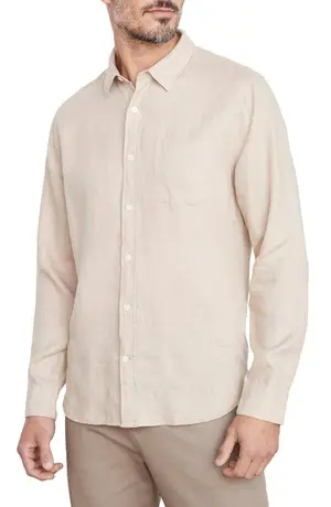 Vince Linen Button-up Shirt Beach Sand