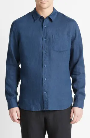 Vince Linen Button-up Shirt Deep Indigo