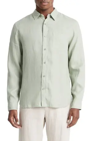 Vince Linen Button-up Shirt Dried Cactus