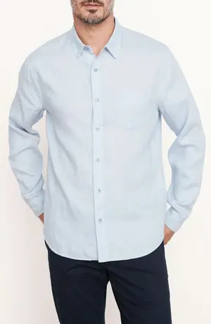 Vince Linen Button-up Shirt Oxford Blue