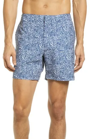 FAIR HARBOR The Sextant Swim Trunks Blue Paisley