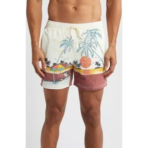 FAIR HARBOR The Bungalow Water Repellent Swim Trunks - Beach Sunset