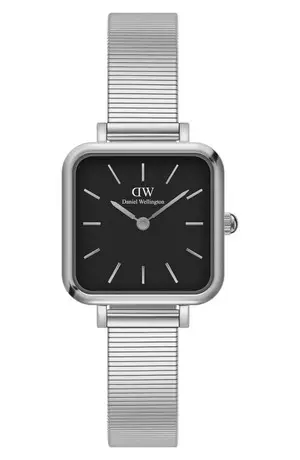 DANIEL WELLINGTON Daniel Wellington Quadro Studio Mesh Strap Watch Silver/ Black