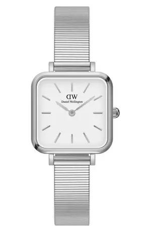 DANIEL WELLINGTON Daniel Wellington Quadro Studio Mesh Strap Watch Silver/ White