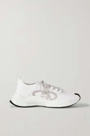 Gucci Run Rubber-trimmed Stretch-knit Sneakers