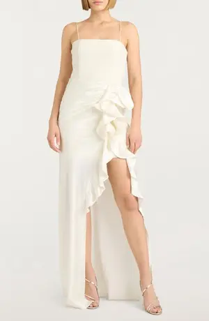 Cinq À Sept Drina Ruffle Column Gown - Ivory