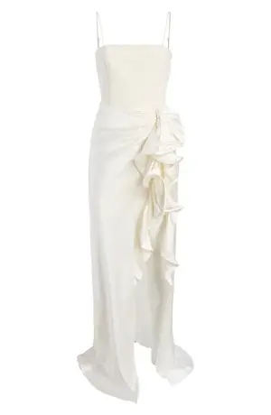 Cinq À Sept Drina Ruffle Column Gown - Ivory